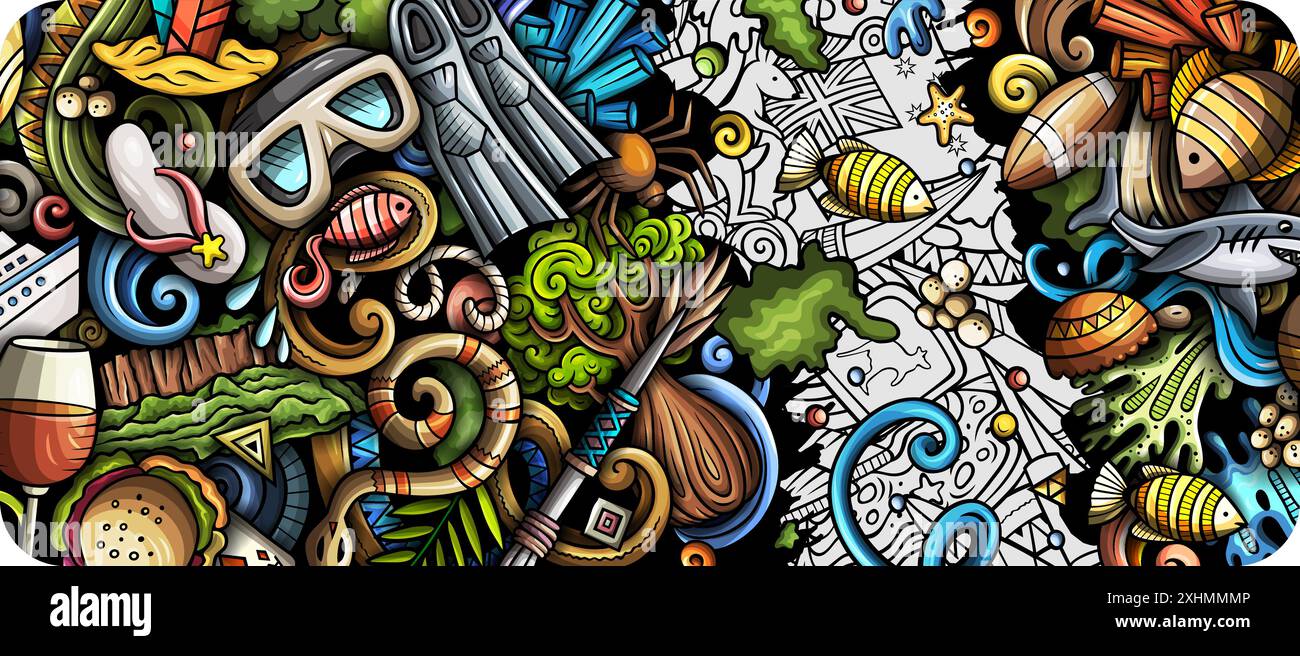 Cartoon vector doodle Australian background Stock Vector Image & Art ...