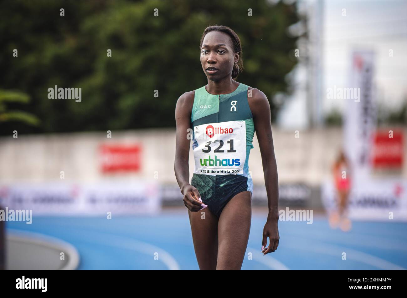Bendere Oboya participating in the 800 meters at the Bilbao 2024 ...