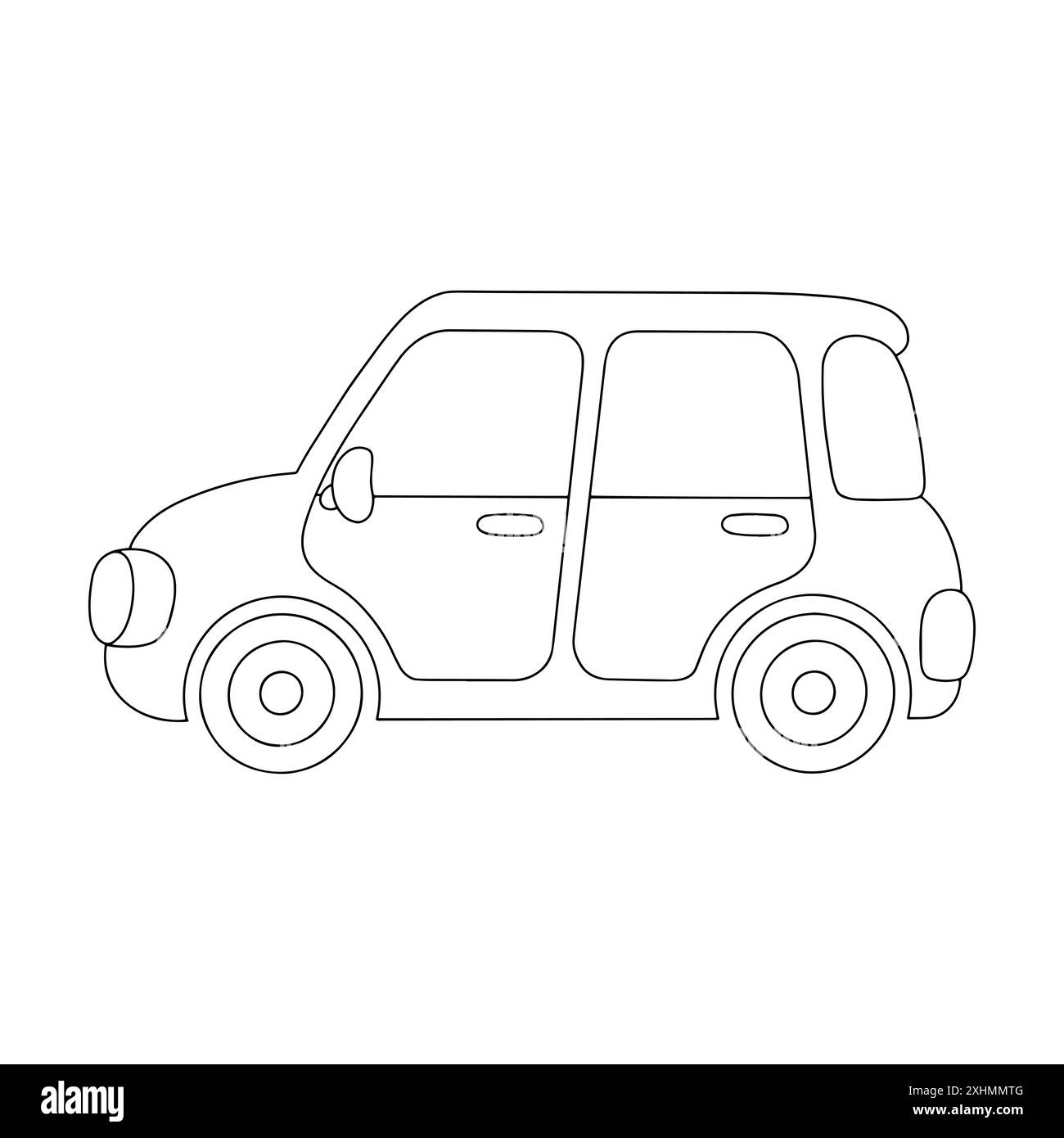 Coloring book page for kids. Small car. Cartoon style character. Vector ...