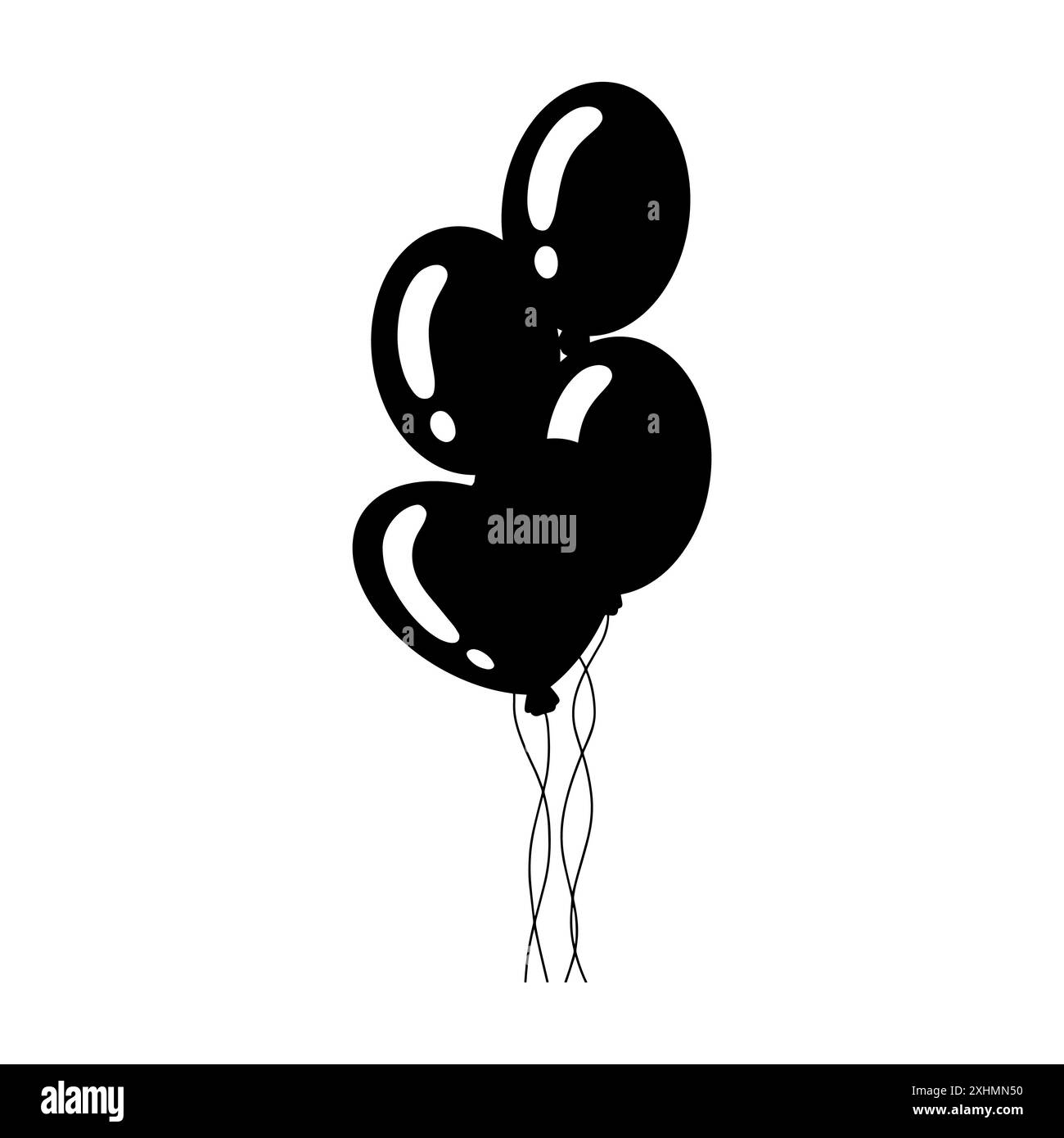 Black silhouette. Birthday balloons. Design element. Vector ...
