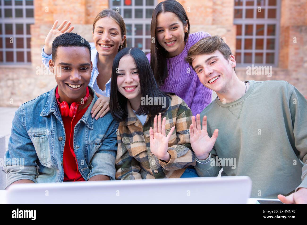 Women friends laughing on a video call hi-res stock photography and ...