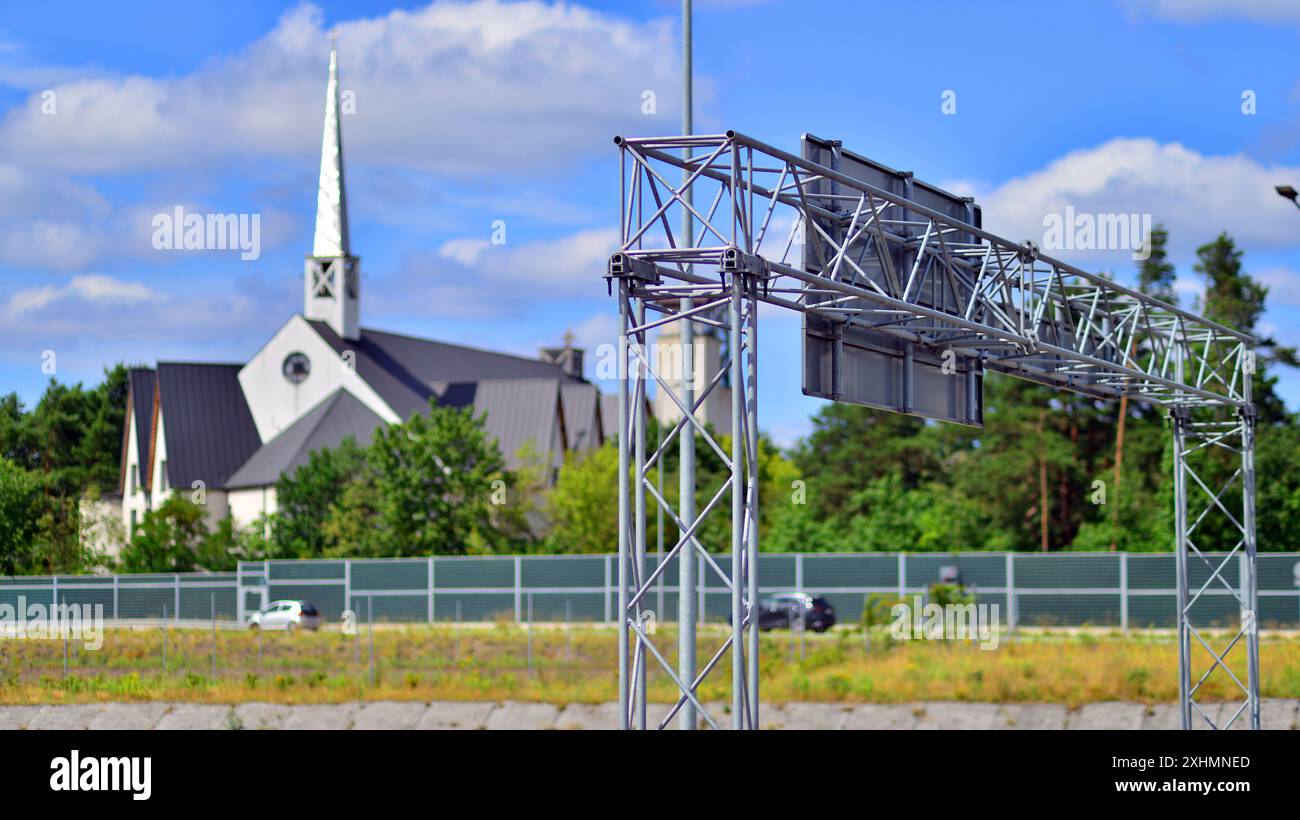 Church lying at the express road Stock Photo - Alamy