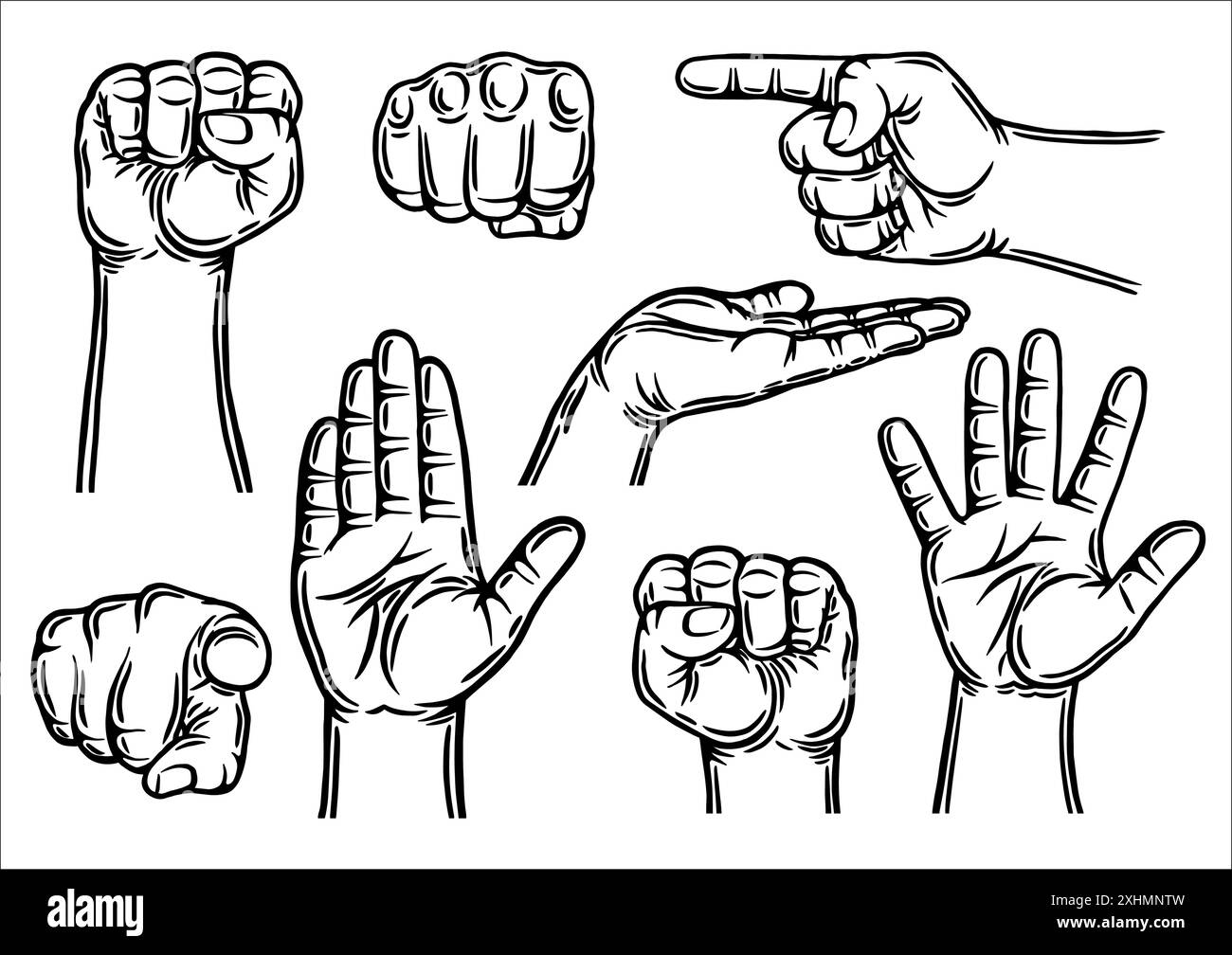 Male hand gestures. Outline contour. Design element. Vector ...