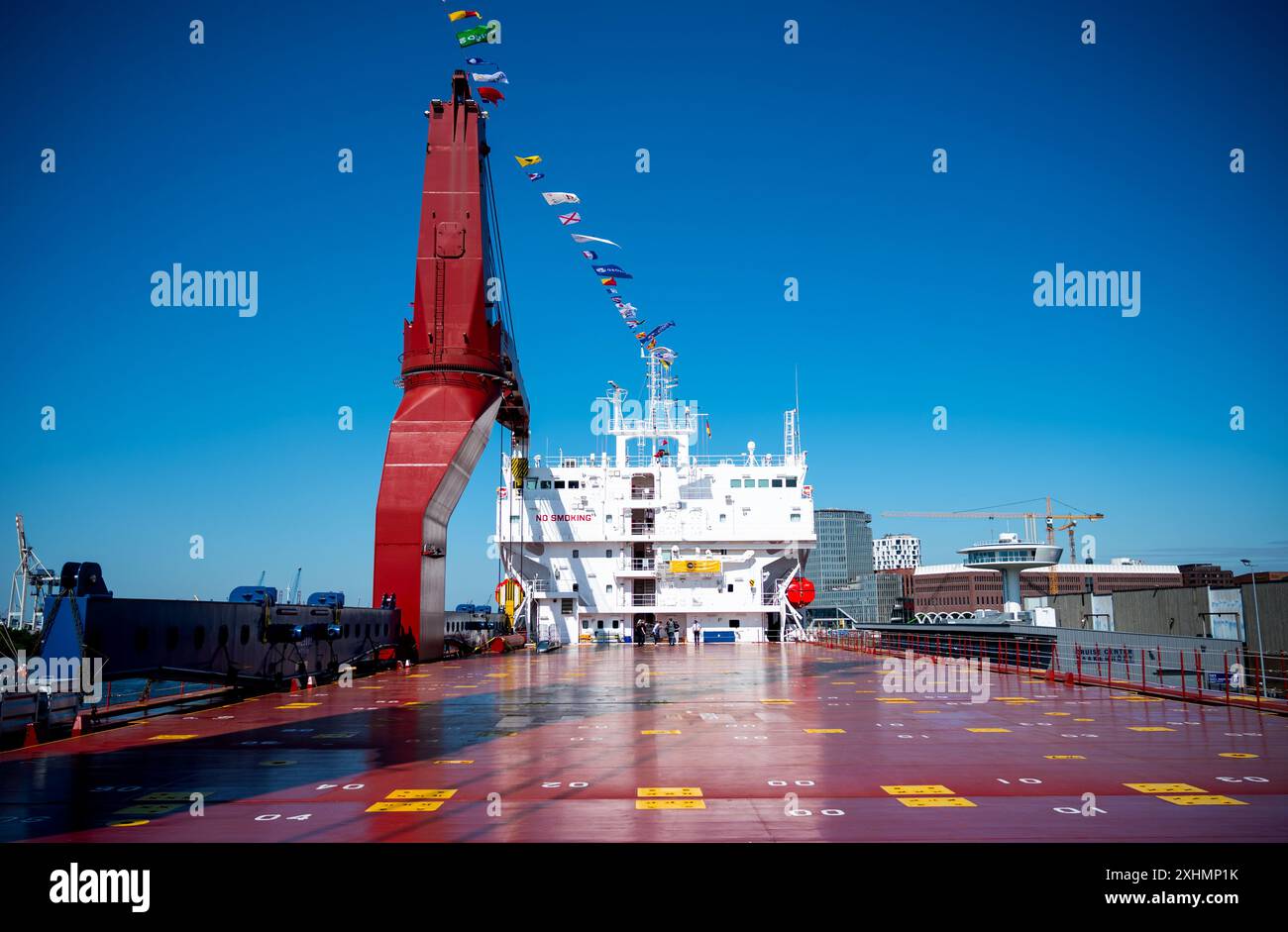 Hamburg, Germany. 15th July, 2024. View of the deck of the heavy lift ...