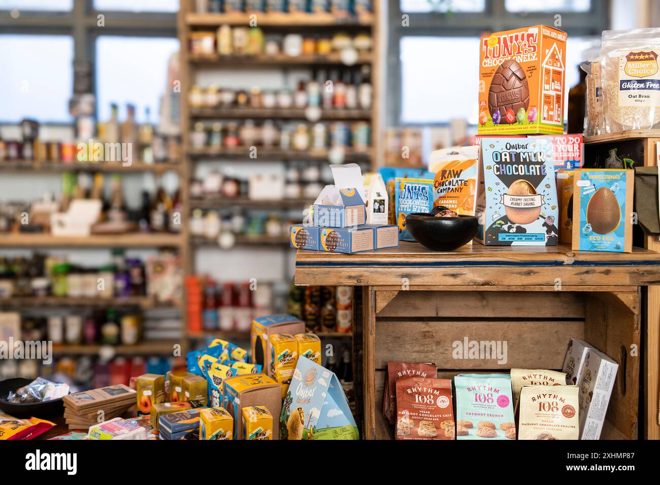 Vegetarian and vegan food on sale in an independent vegetarian shop ...