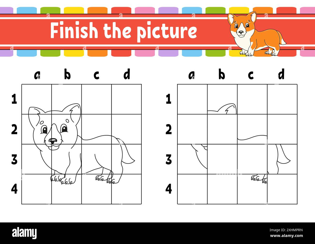 Finish the picture. Coloring book pages for kids. Education developing ...