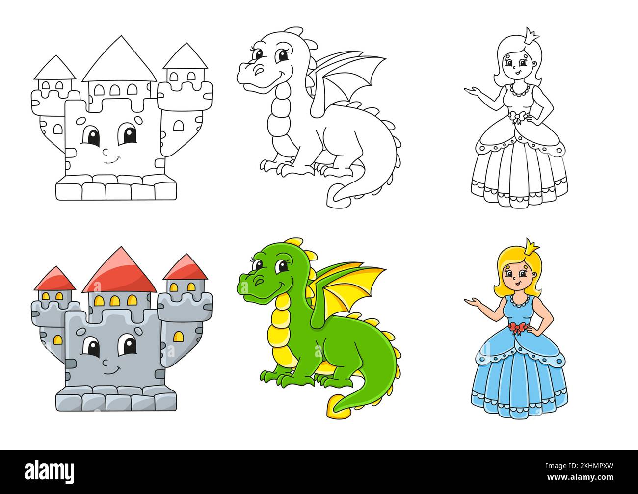 Set coloring page for kids. Fairytale theme Stock Vector Image & Art ...