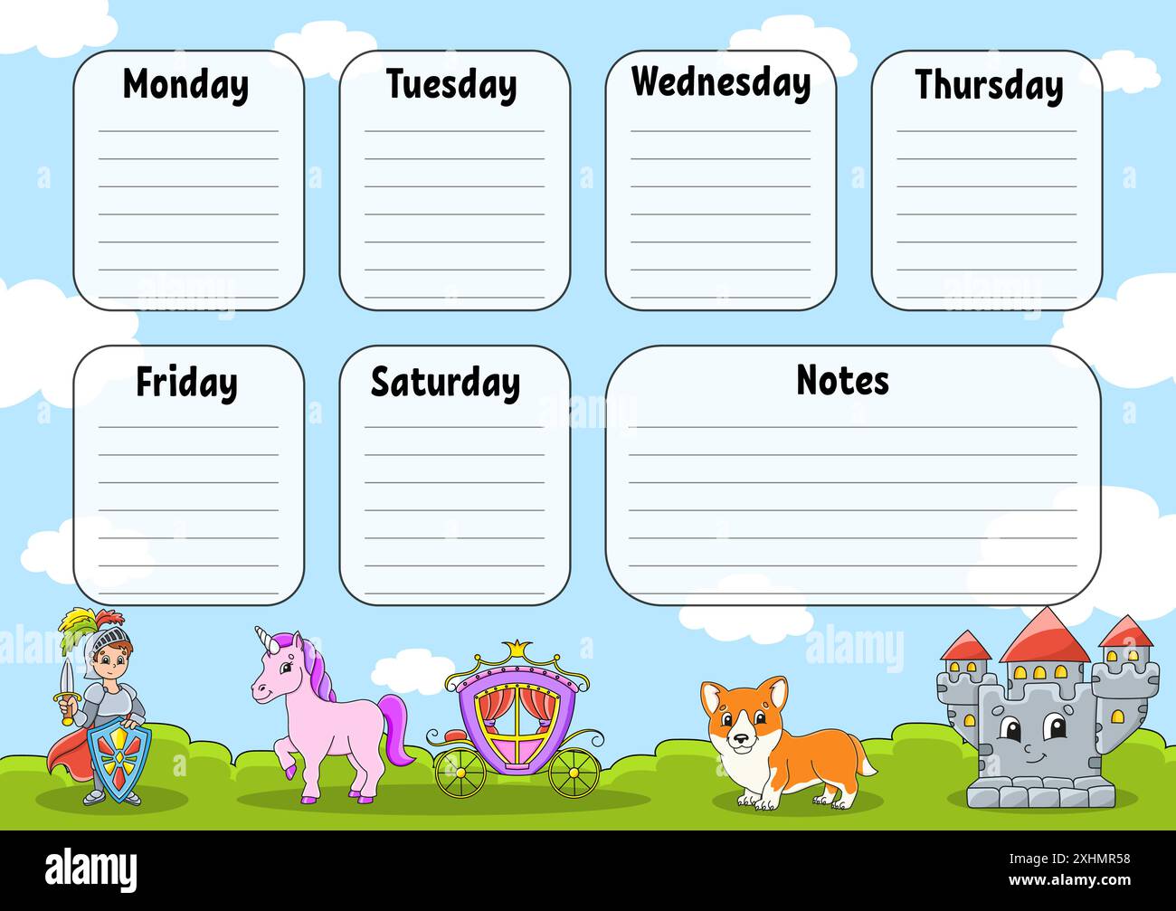 School timetable. For the education of children. Isolated on a white ...