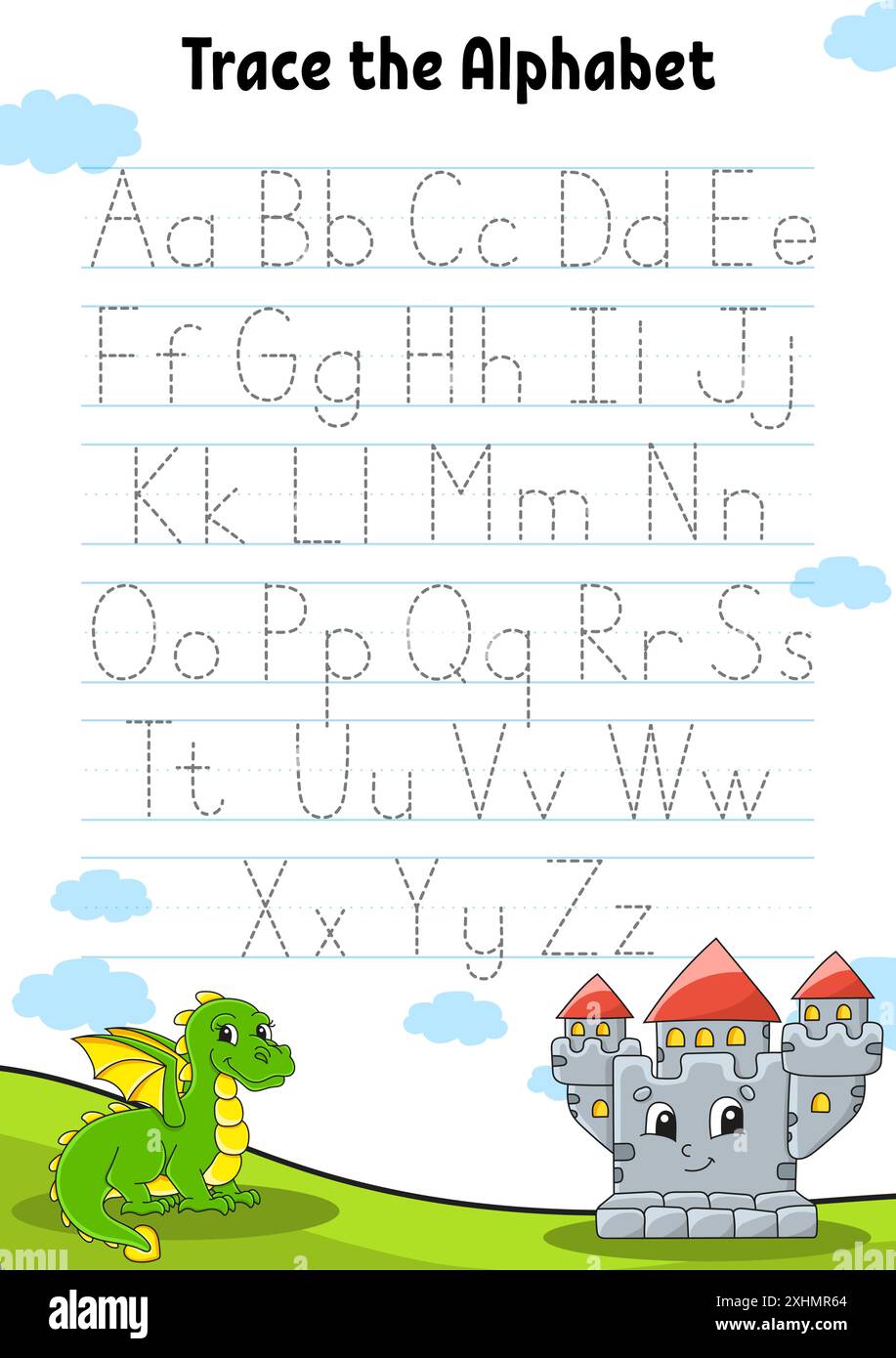 Writing letters. Tracing page. Practice sheet. Worksheet for kids ...