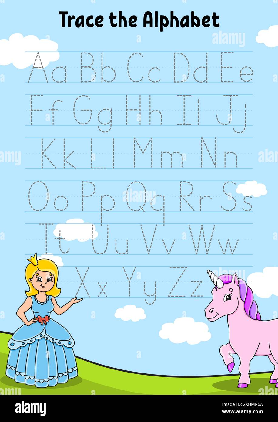 Writing letters. Tracing page. Practice sheet. Worksheet for kids ...