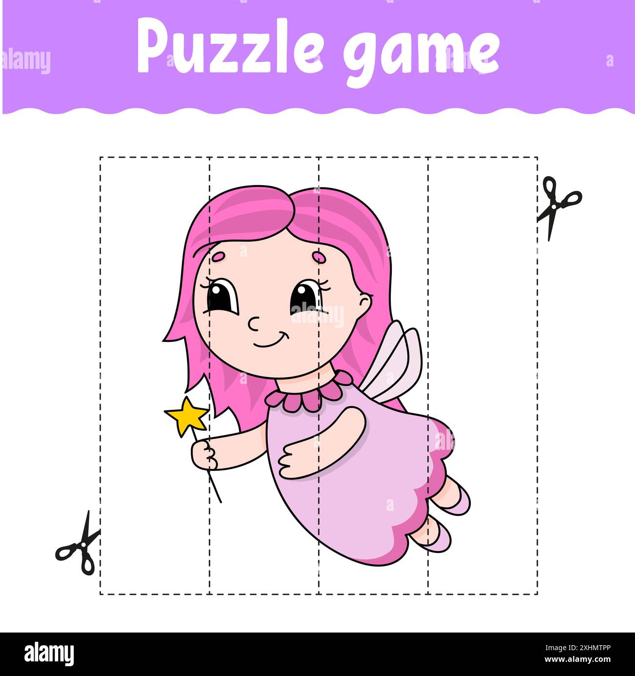 Puzzle game for kids. Cutting practice. Education developing worksheet ...
