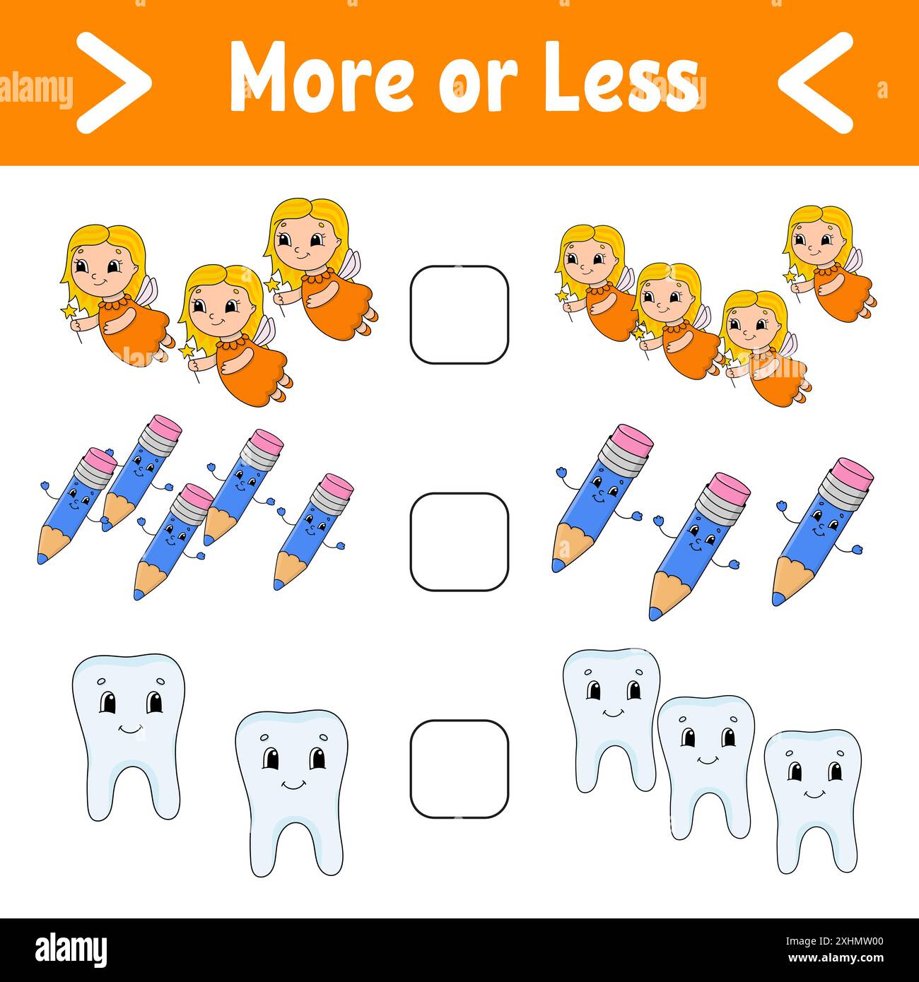 More or less. Educational activity worksheet for kids and toddlers ...