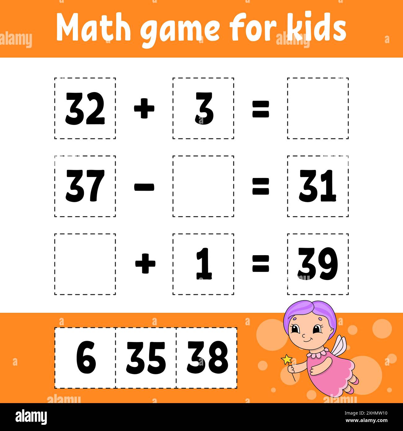 Math game for kids. Education developing worksheet. Activity page with ...
