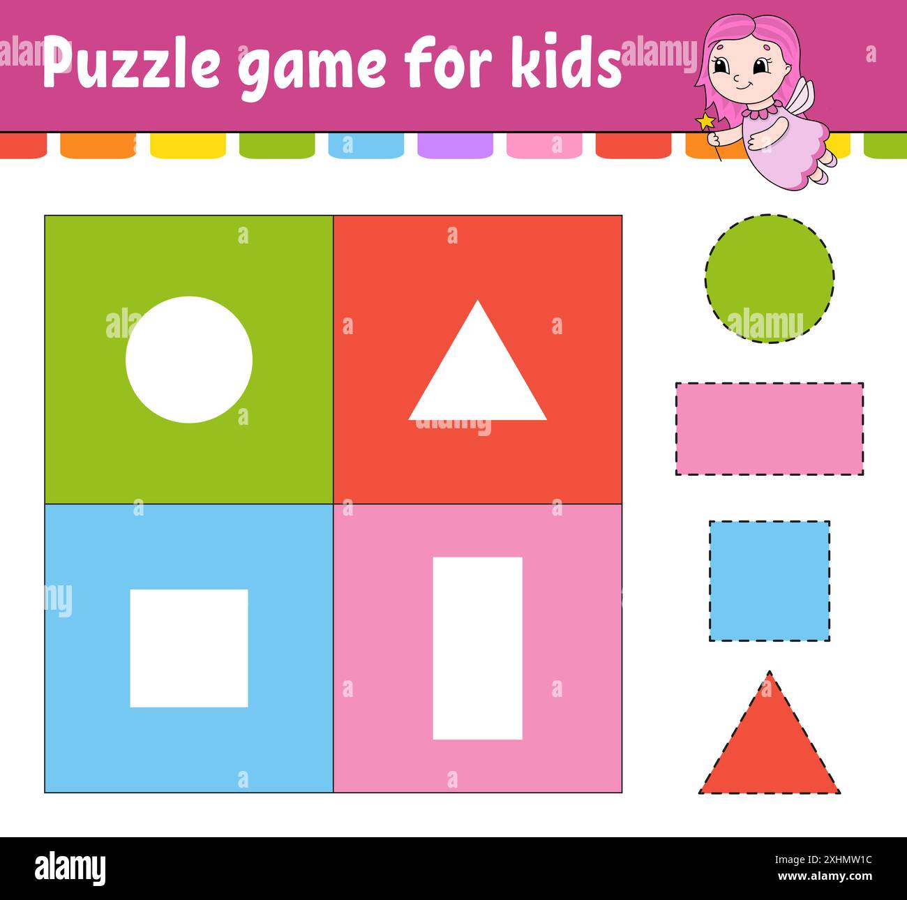 Puzzle game for kids. Cut and paste. Cutting practice. Learning shapes ...