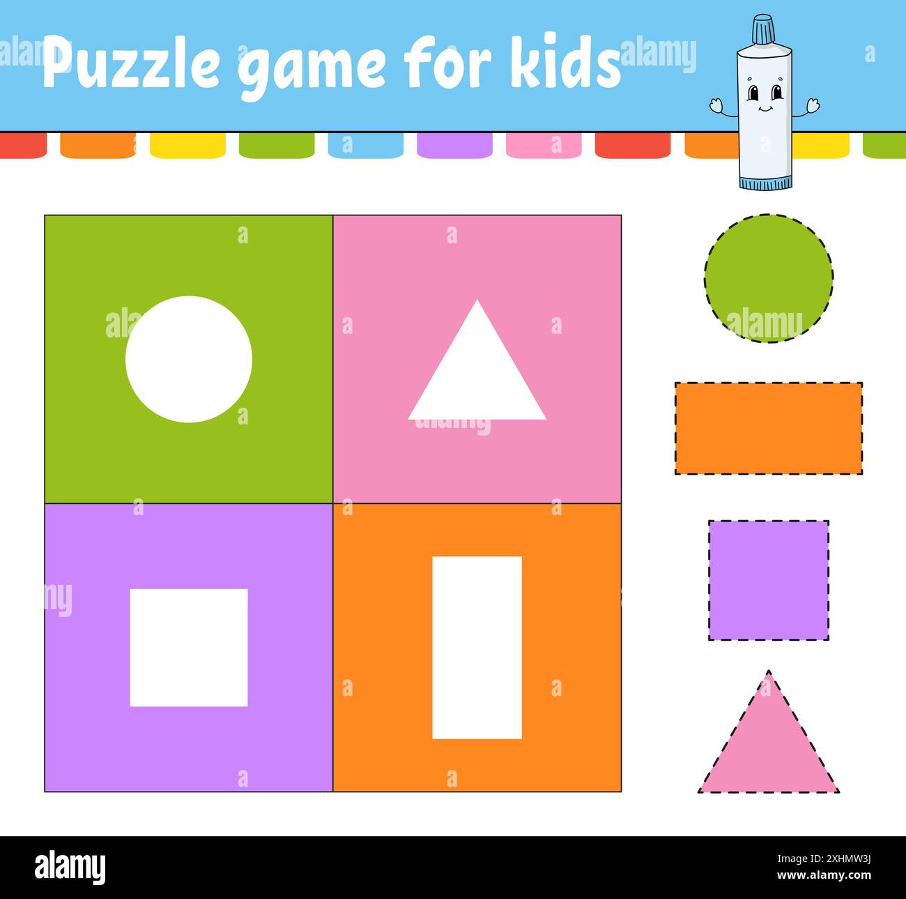 Puzzle game for kids. Cut and paste. Cutting practice. Learning shapes ...
