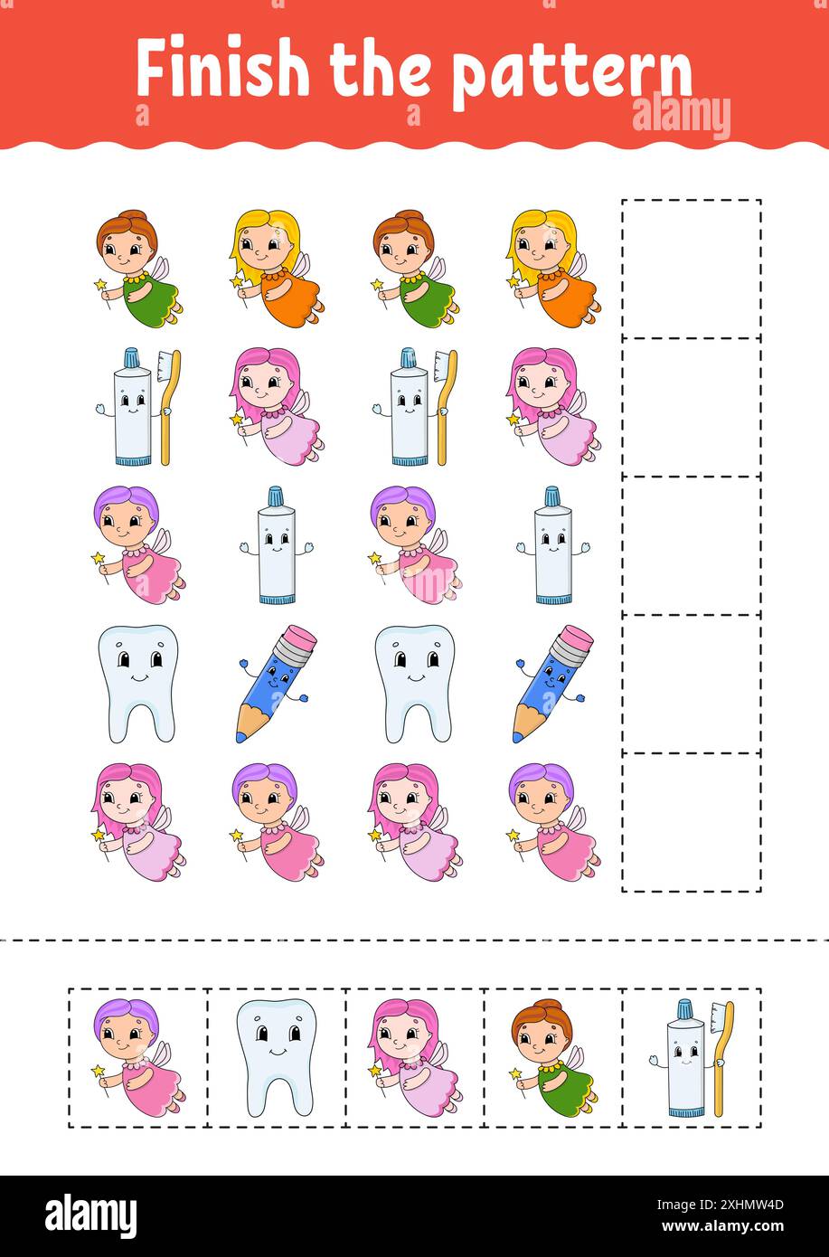 Finish the pattern. Cut and play. Education developing worksheet ...