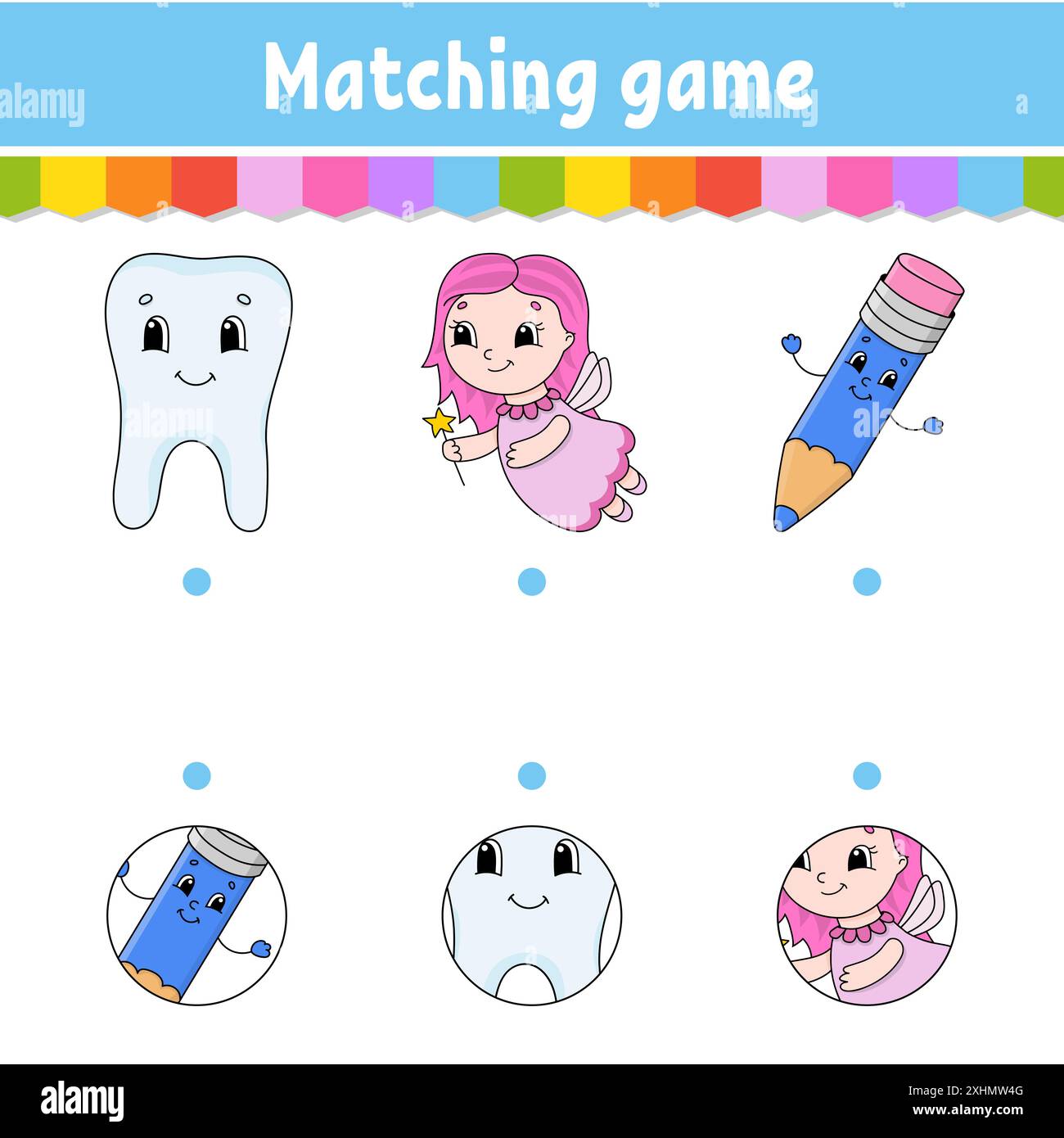 Matching game for kids. Education developing worksheet. Draw a line ...
