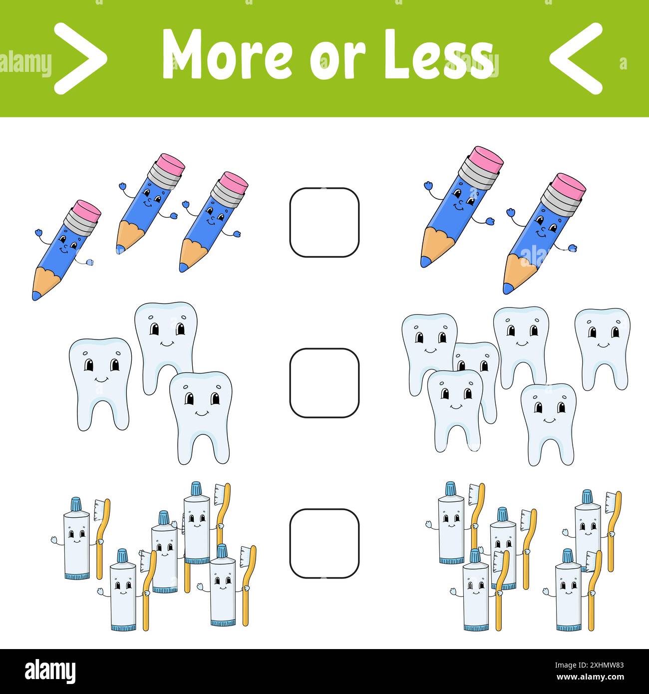 More or less. Educational activity worksheet for kids and toddlers ...