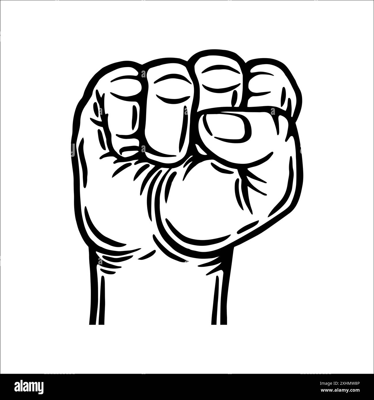 Male hand gestures. The hand is clenched into a fist. Outline contour. Design element. Vector ...