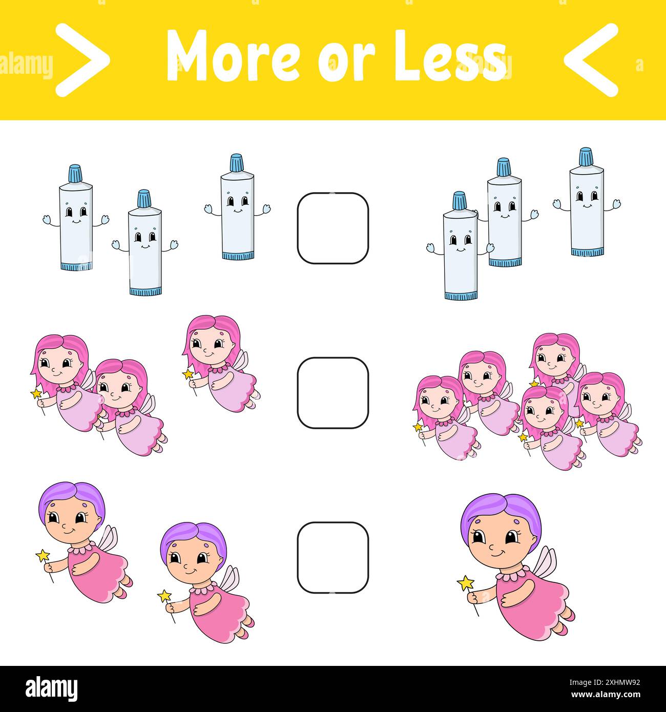More or less. Educational activity worksheet for kids and toddlers ...