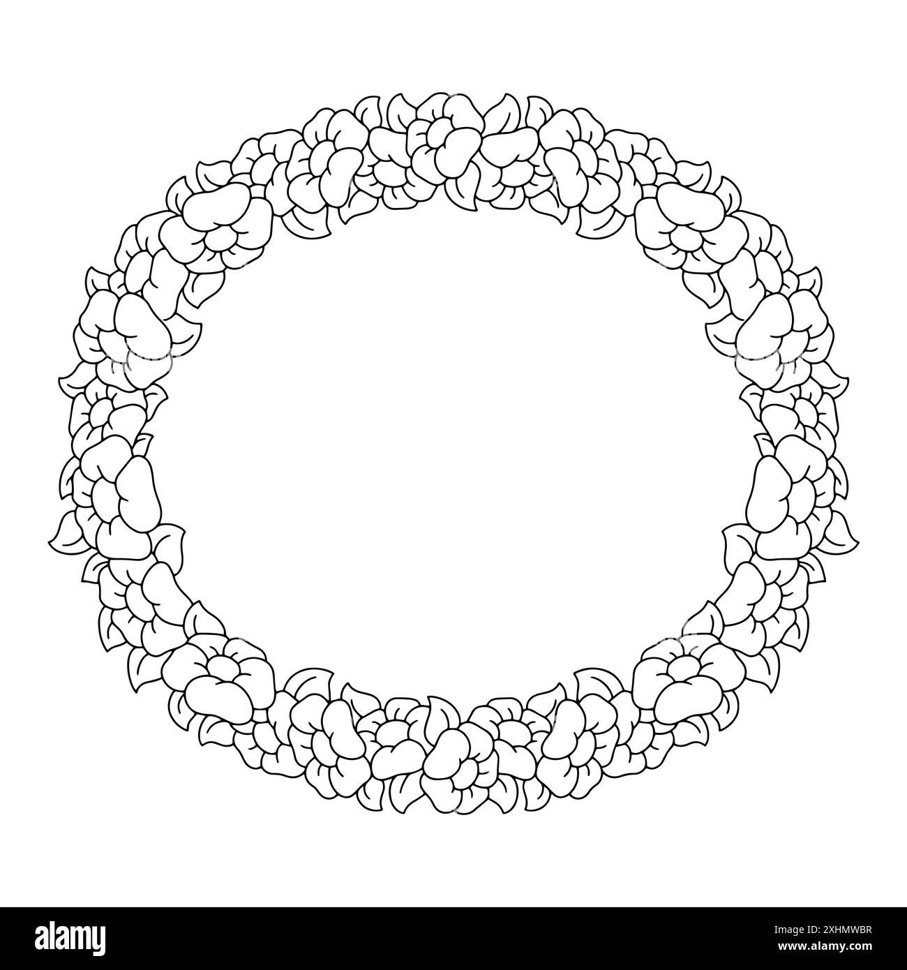 Beautiful flower frame. Coloring page. Design element for greeting card ...