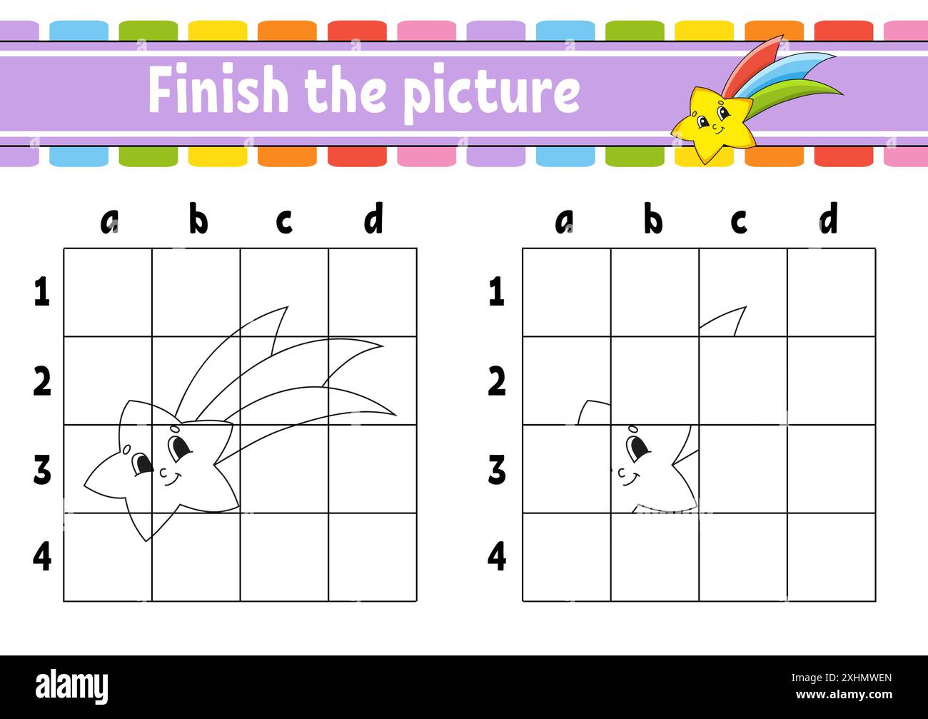 Finish the picture. Coloring book pages for kids. Education developing ...
