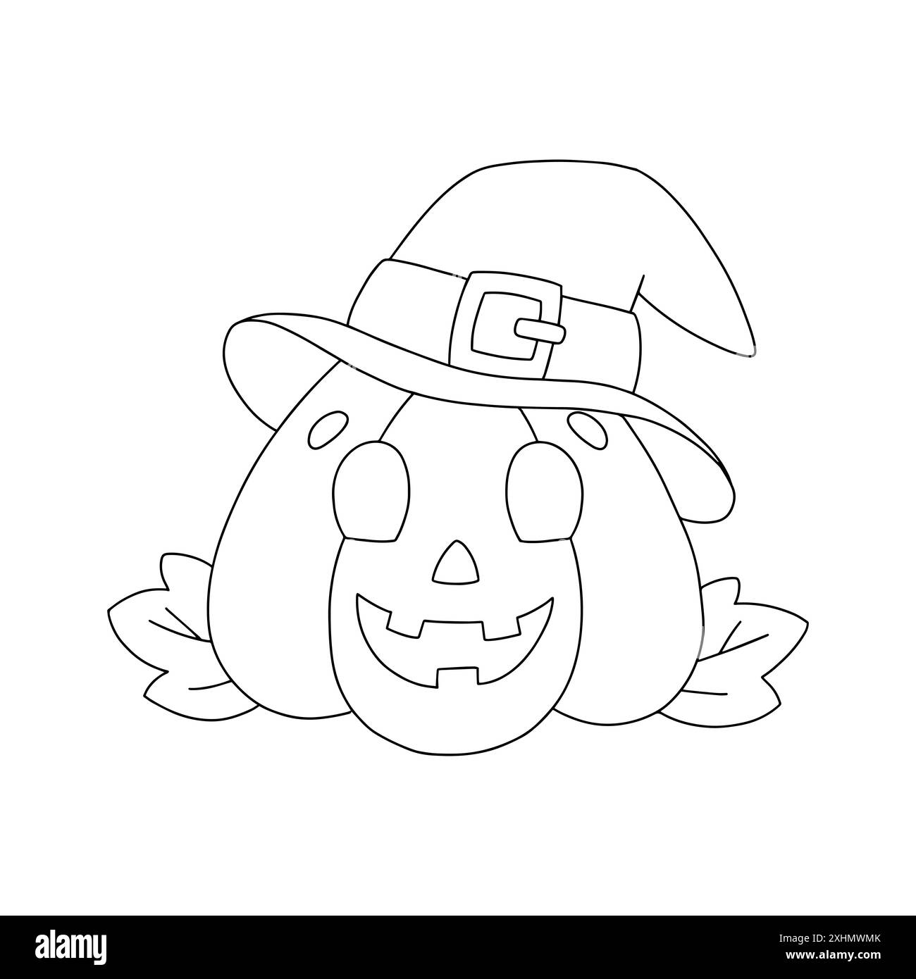Cheerful pumpkin with a hat. Coloring book page for kids. Cartoon style ...