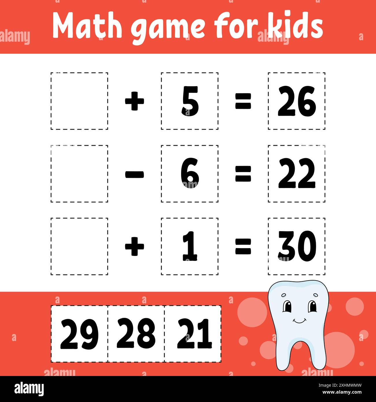 Math game for kids. Education developing worksheet. Activity page with ...