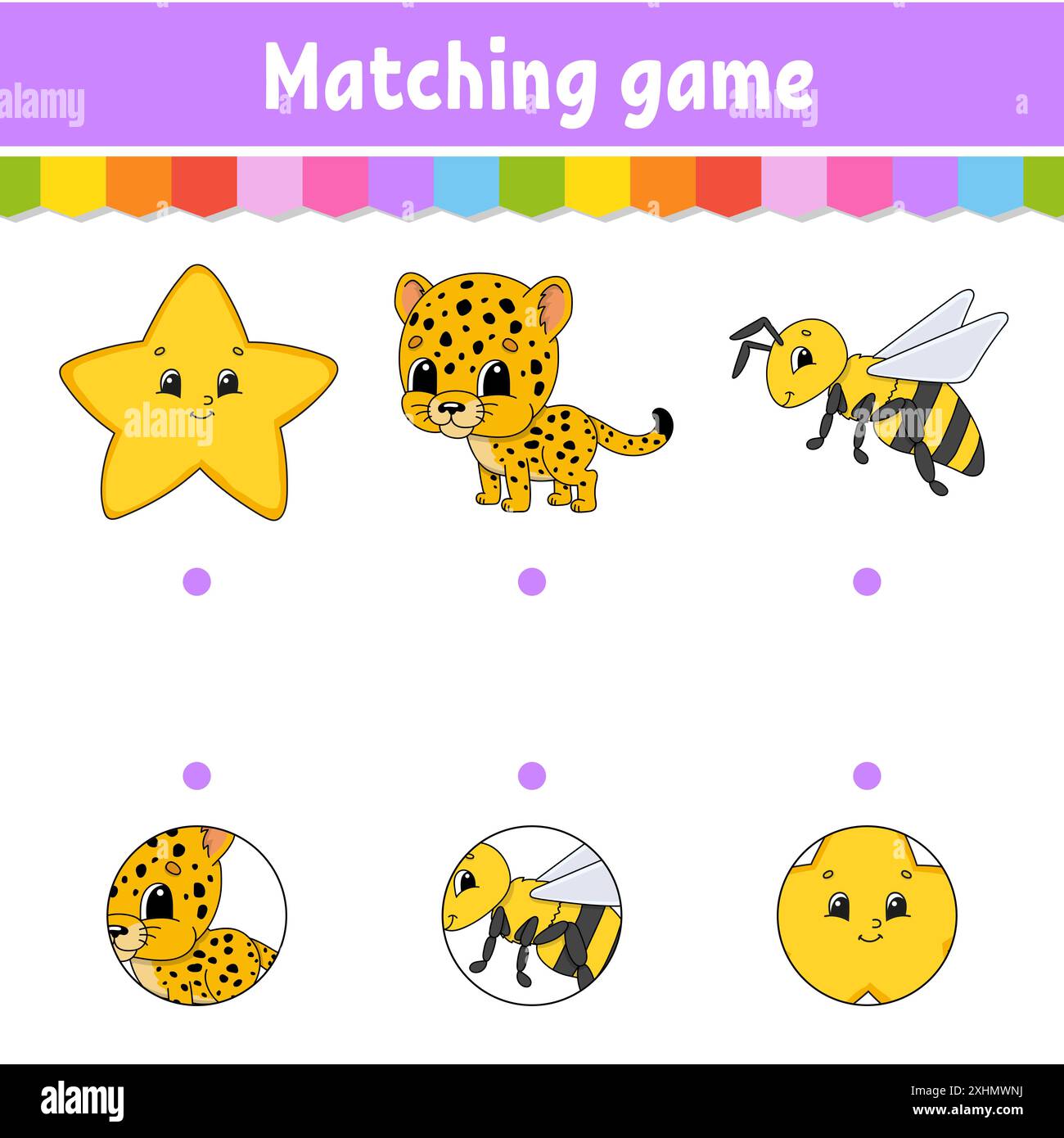 Matching game for kids. Education developing worksheet. Draw a line ...