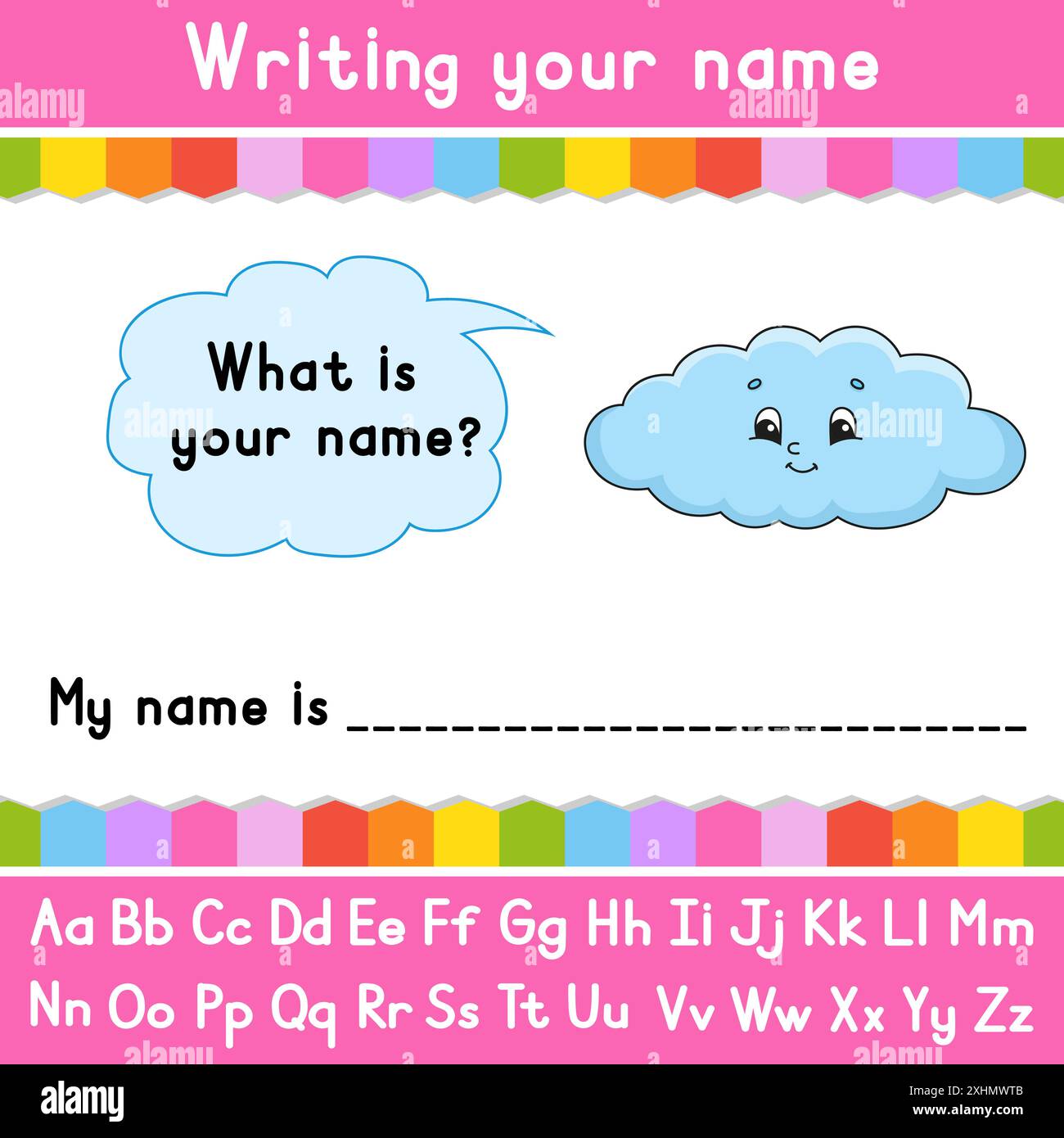 Writing your name. Educational activity worksheet for kids and toddlers ...