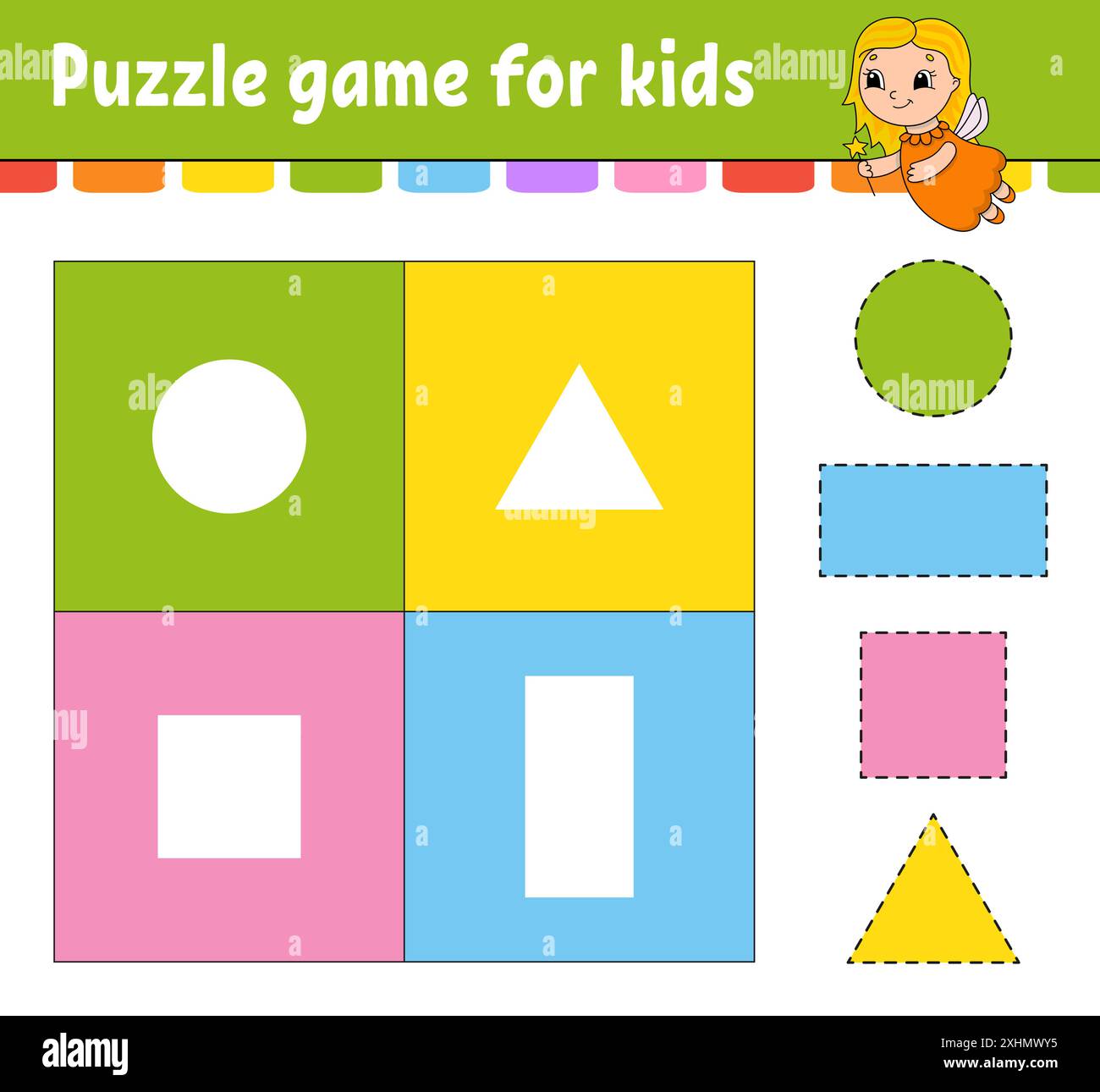 Puzzle game for kids. Cut and paste. Cutting practice. Learning shapes ...