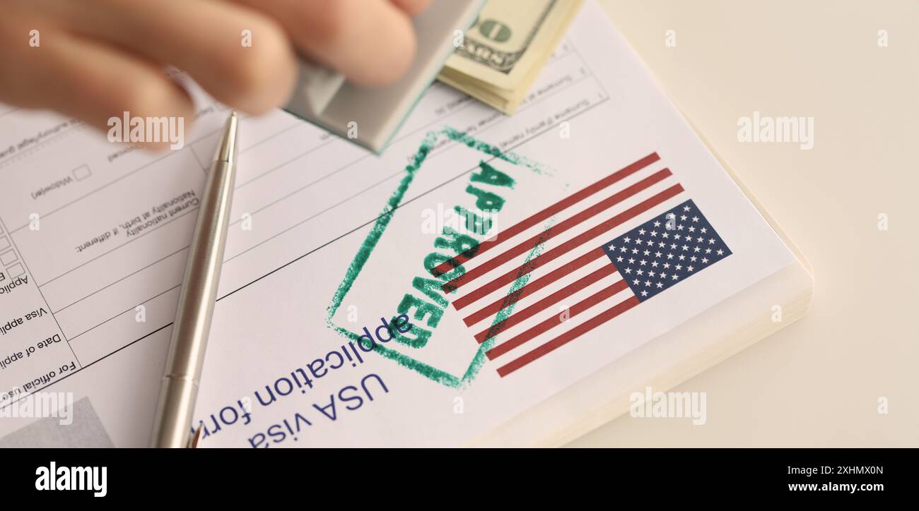 USA visa approved, application form for emigration abroad Stock Photo ...