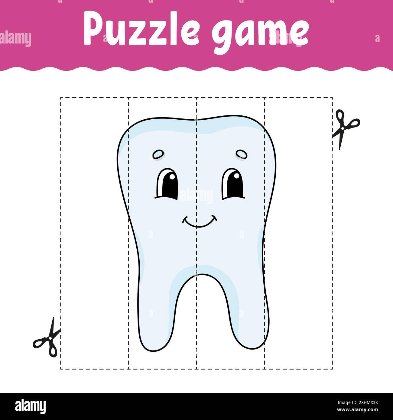 Puzzle game for kids. Cutting practice. Education developing worksheet ...