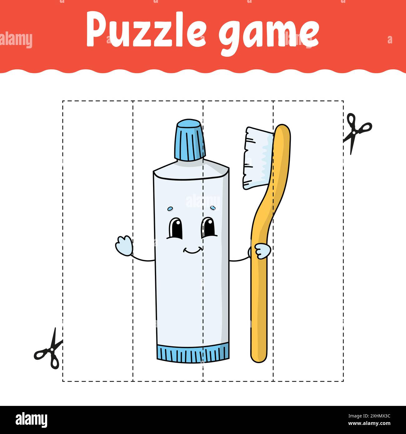 Puzzle game for kids. Cutting practice. Education developing worksheet ...