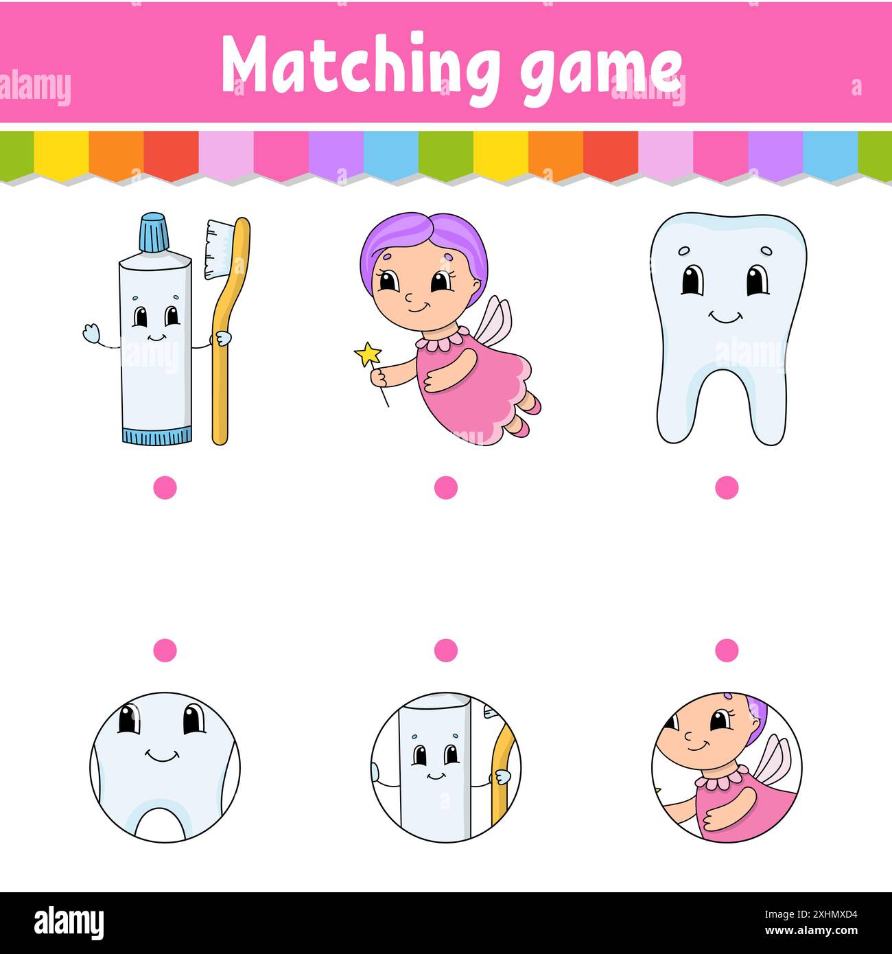 Matching game for kids. Education developing worksheet. Draw a line ...