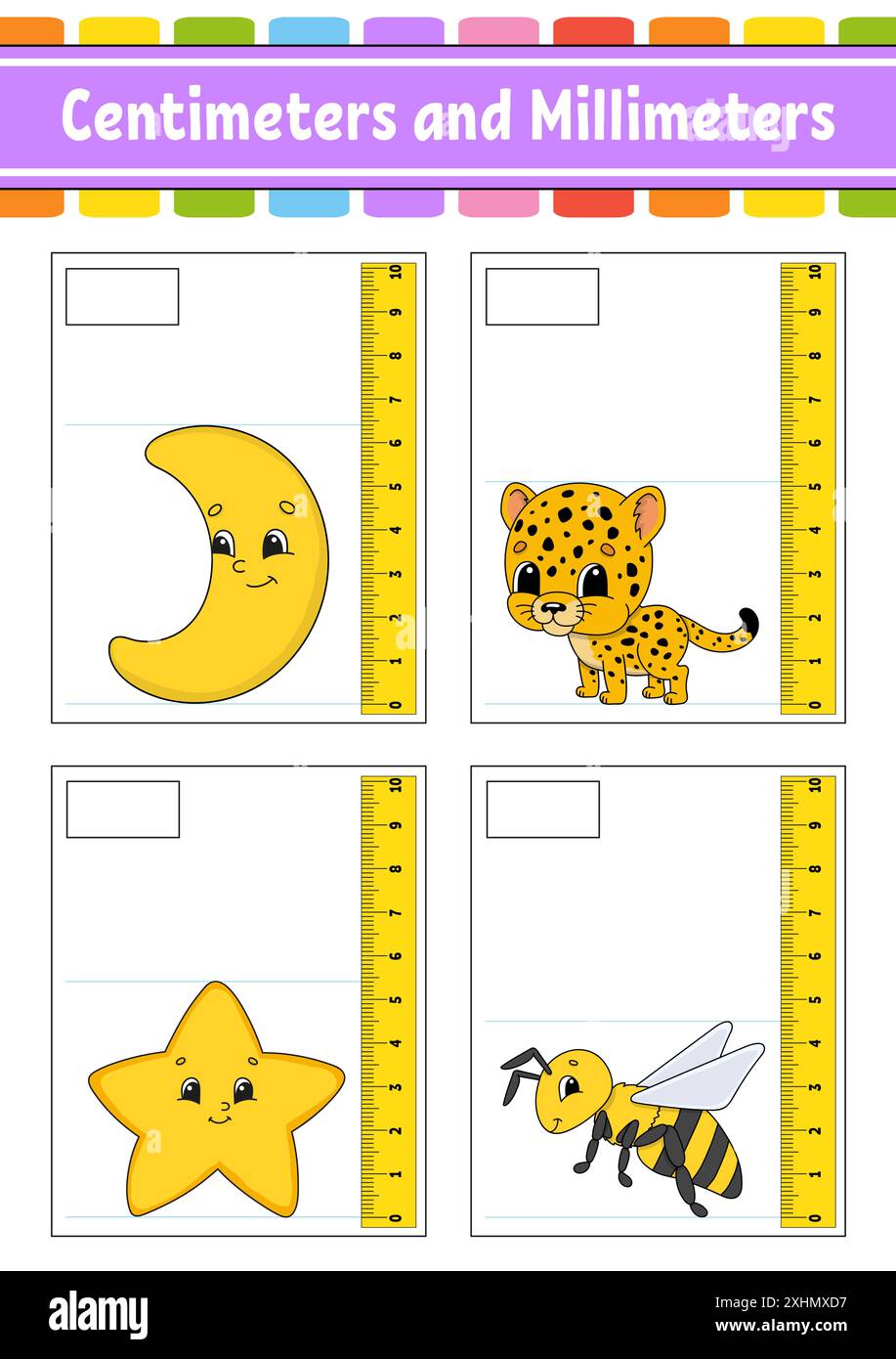 Measuring length in centimeter and millimeter. Education developing ...
