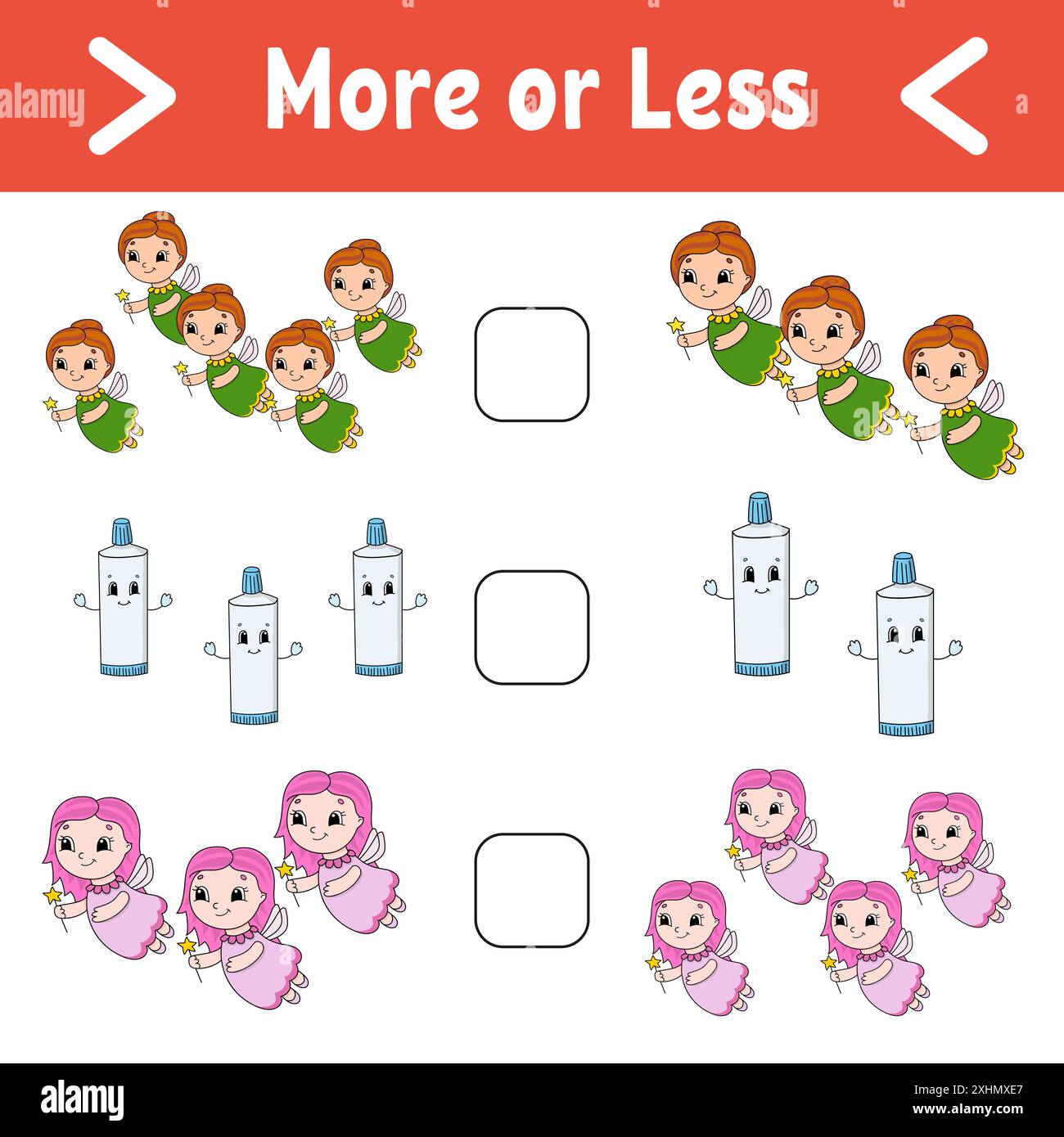 More or less. Educational activity worksheet for kids and toddlers ...