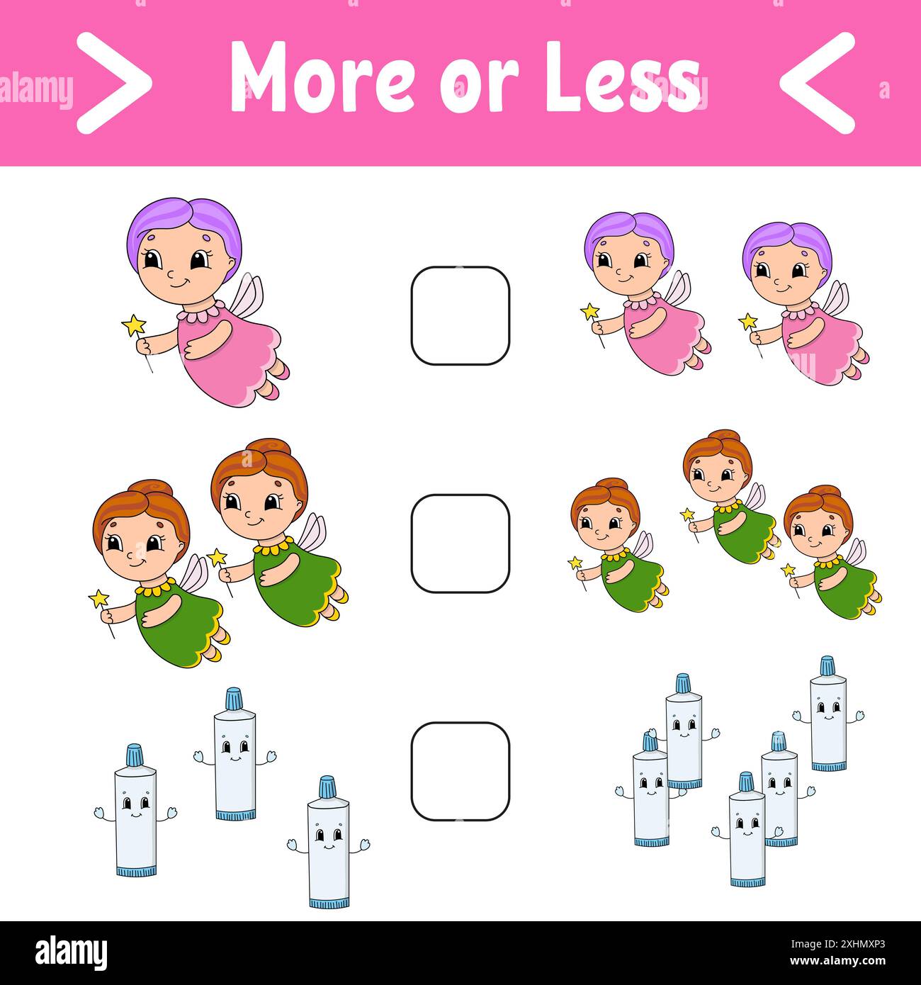More or less. Educational activity worksheet for kids and toddlers ...