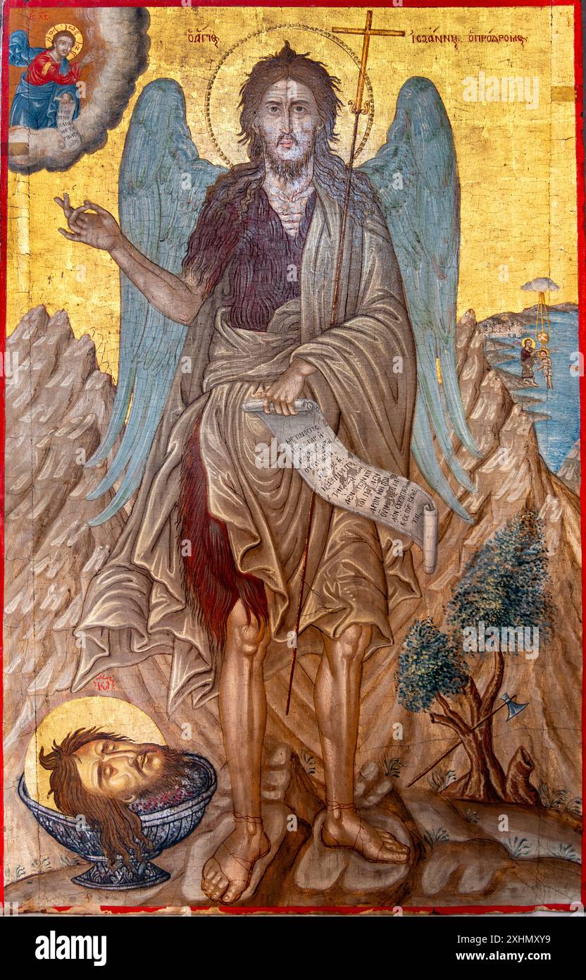 Greek icon of Saint John the Baptist as the Angel of the Desert ...