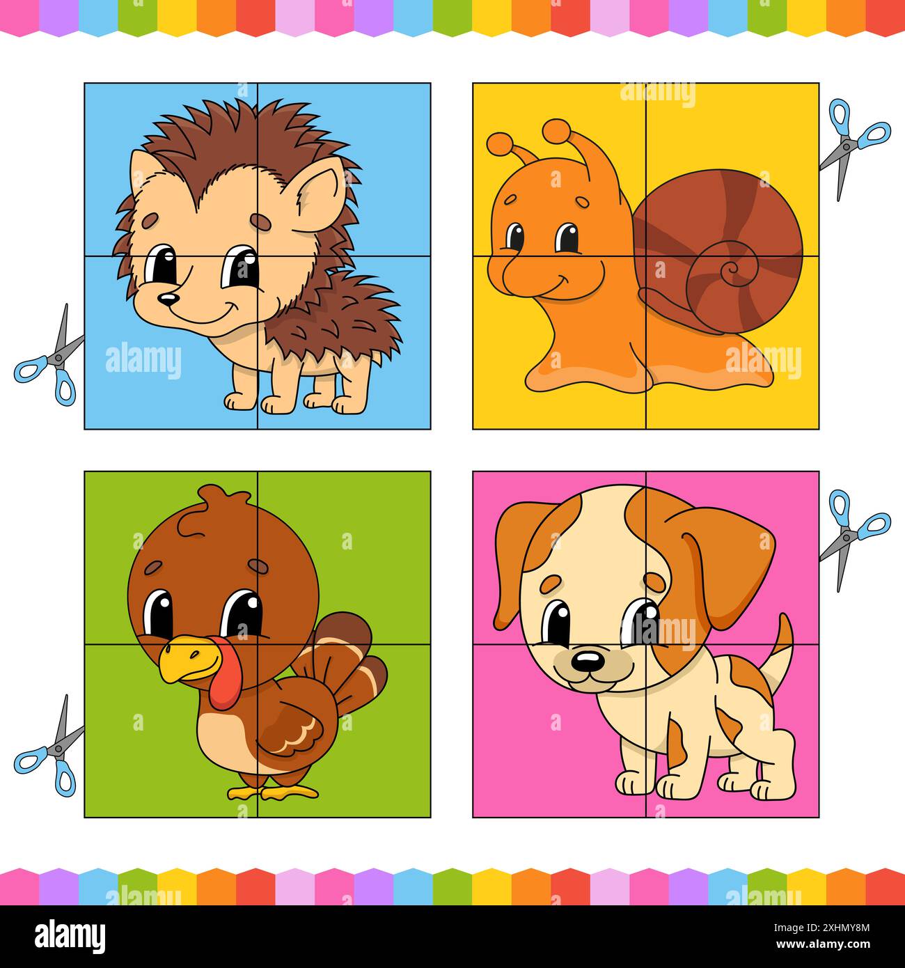 Cut and play. Paper game with glue. Flash cards. Education worksheet ...