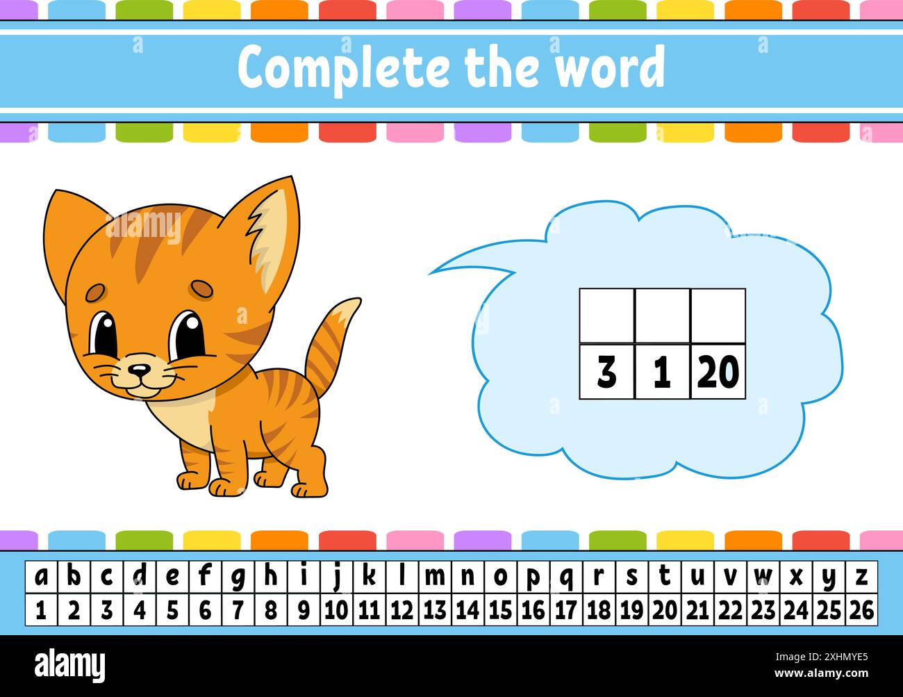 Complete the words. Cipher code. Learning vocabulary and numbers ...