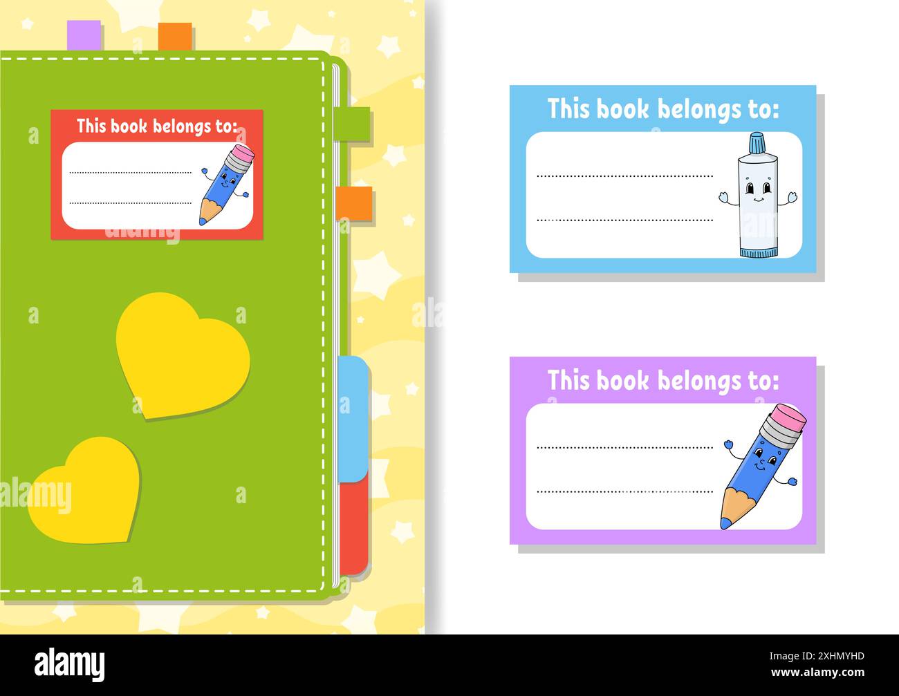 Book label stickers for kids. The rectangular shape. Isolated color ...
