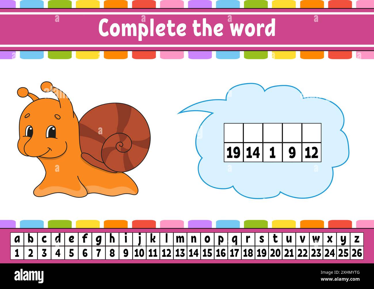 Complete the words. Cipher code. Learning vocabulary and numbers ...