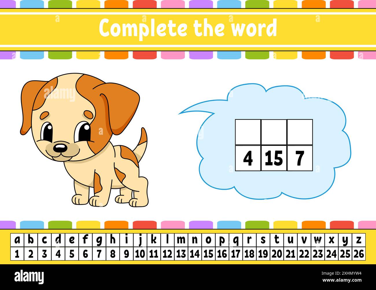 Complete the words. Cipher code. Learning vocabulary and numbers ...