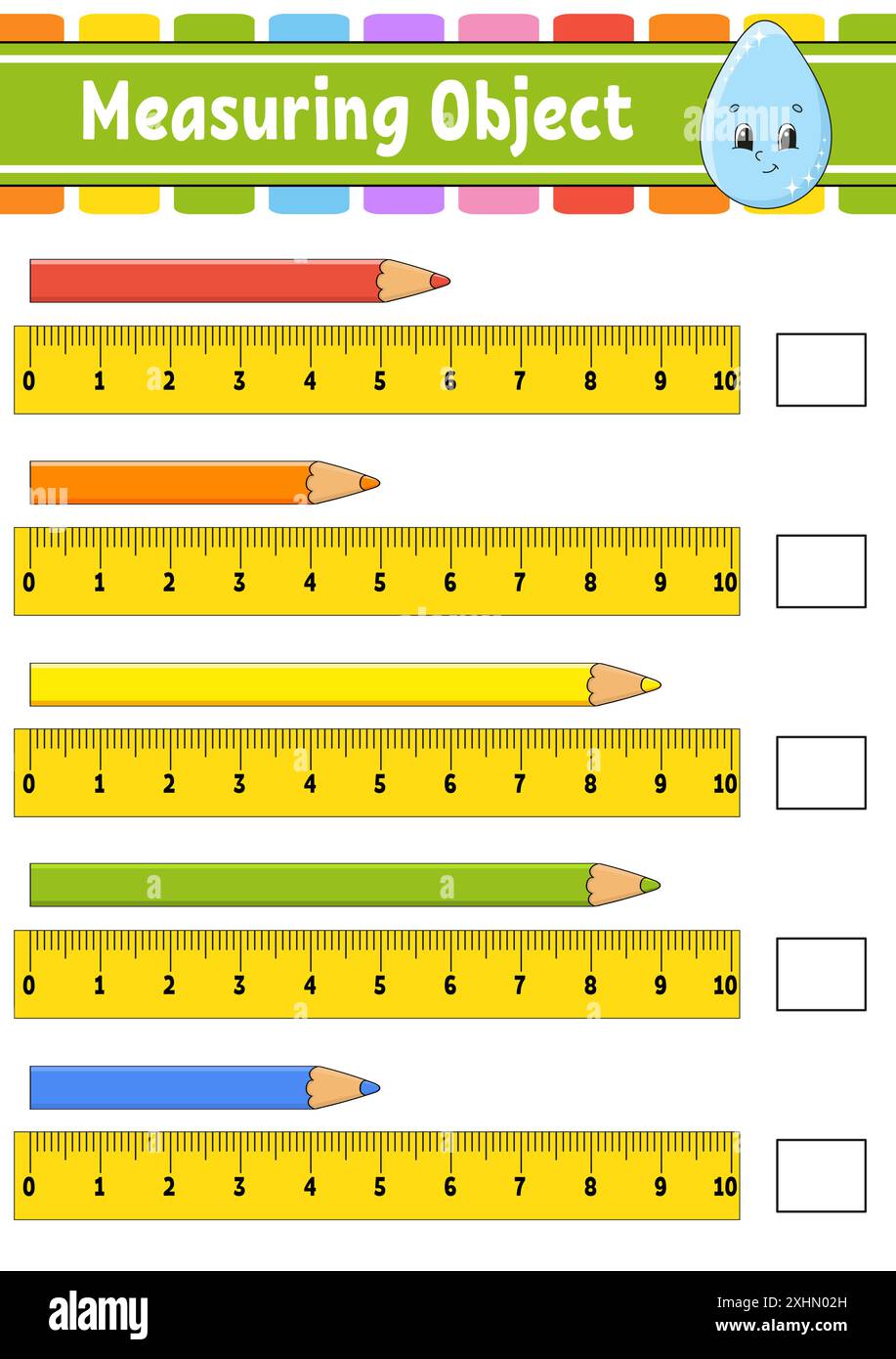 Measuring object with ruler. Education developing worksheet. Game for ...
