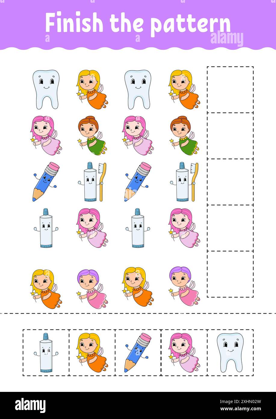 Finish the pattern. Cut and play. Education developing worksheet ...