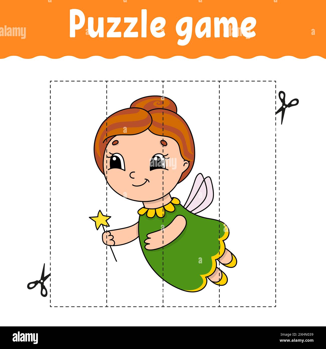 Puzzle game for kids. Cutting practice. Education developing worksheet ...