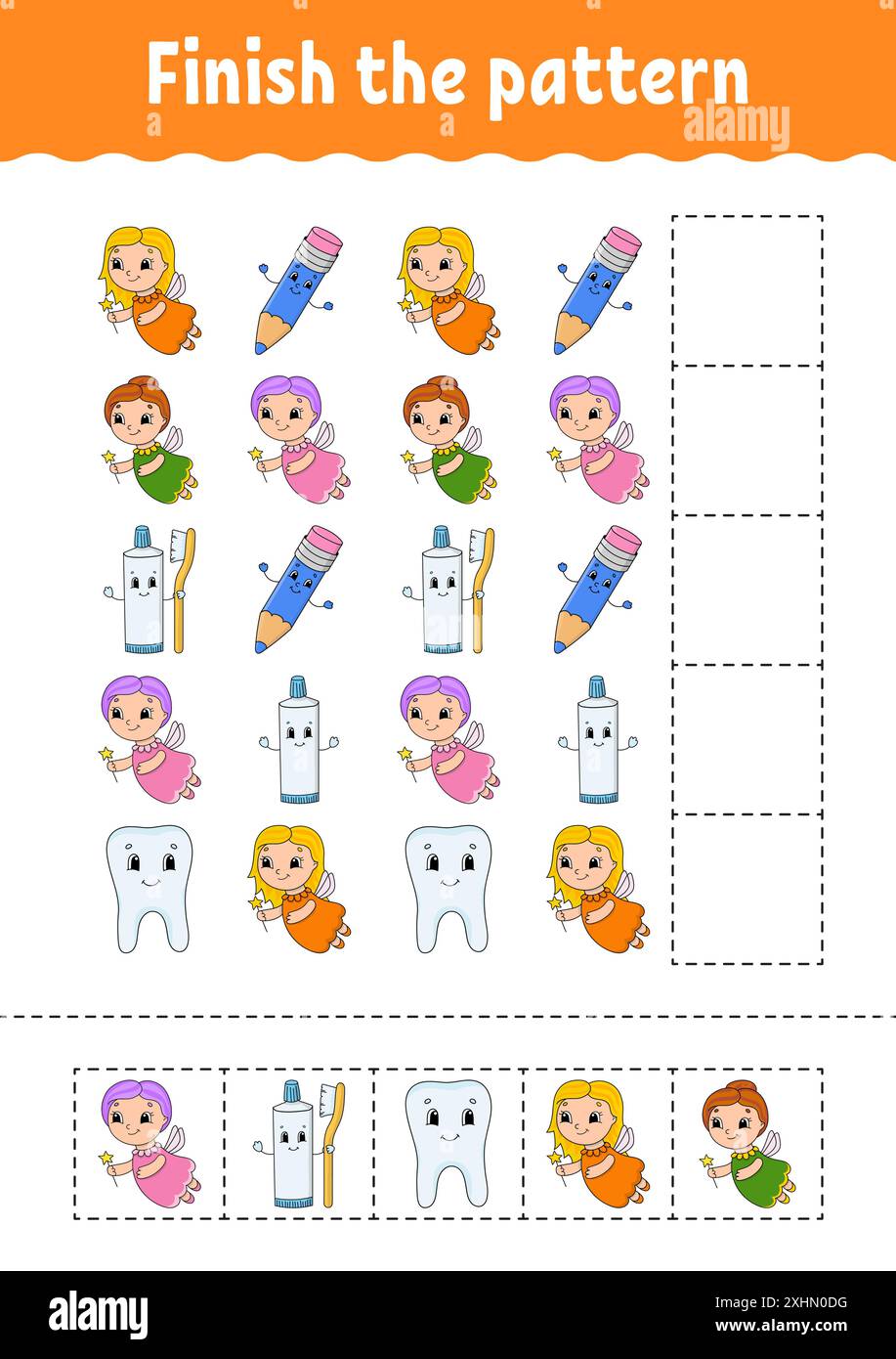 Finish the pattern. Cut and play. Education developing worksheet ...