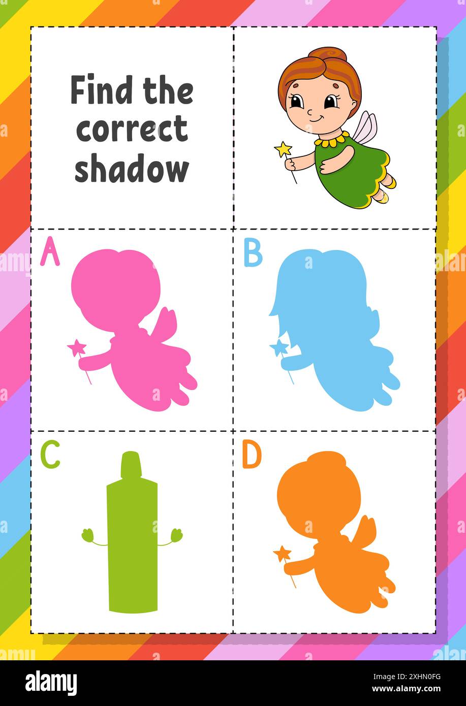 Find the correct shadow. Education developing worksheet for kids ...