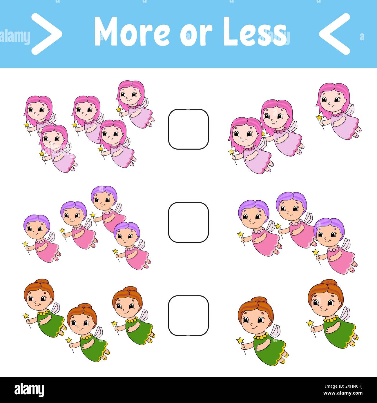 More or less. Educational activity worksheet for kids and toddlers ...